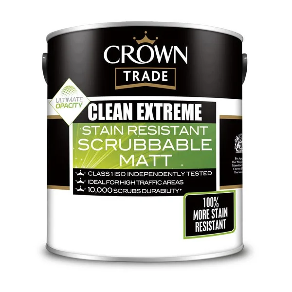 Πλαστικό Χρώμα Ματ Πλενόμενο Crown Clean Extreme Stain Resistance ...